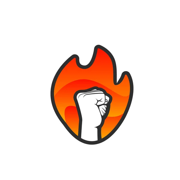 Logo fist fire. Burning hand as a symbol of strength and protes Stock ...