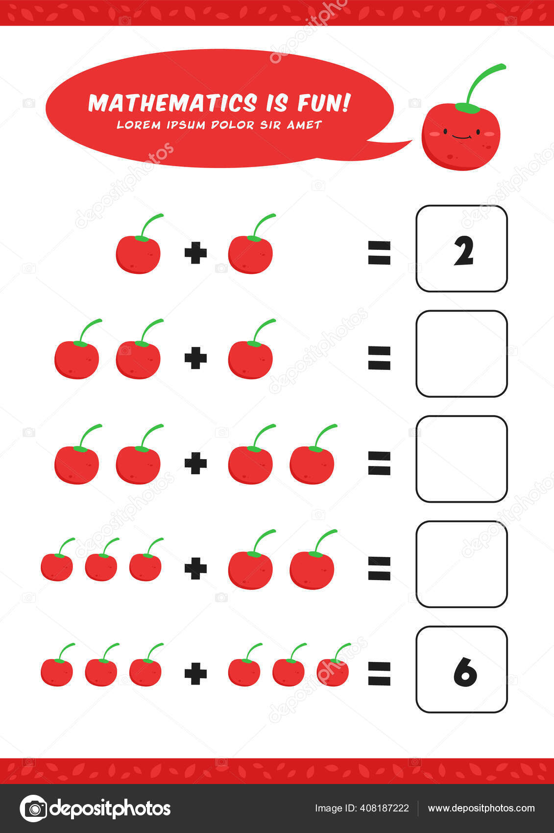 Preschool Addition Mathematics Learn Worksheet Activity Template Cute ...