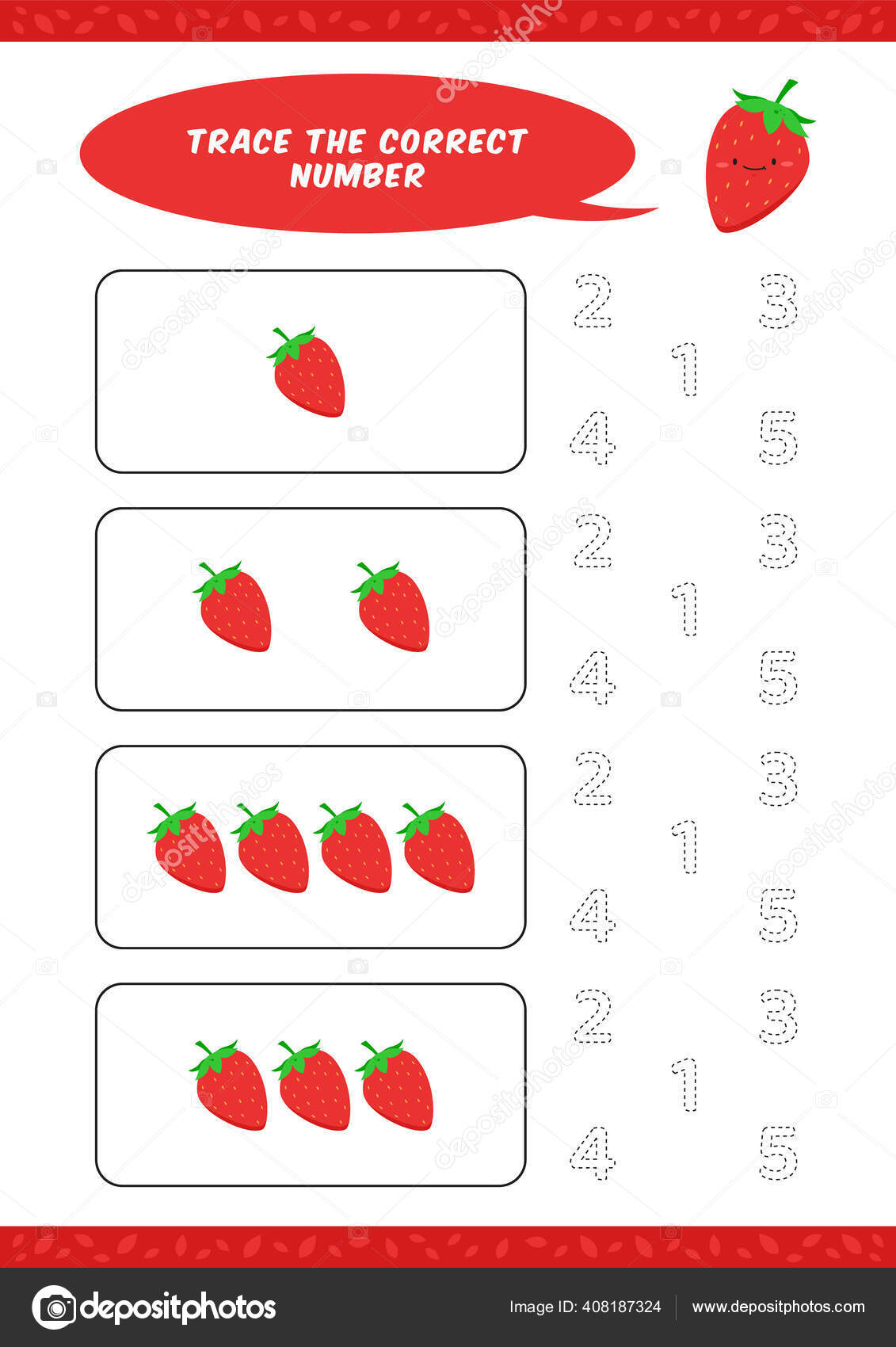 Preescolar Conteo Aprender Hoja Trabajo Trazado Escritura Número ...
