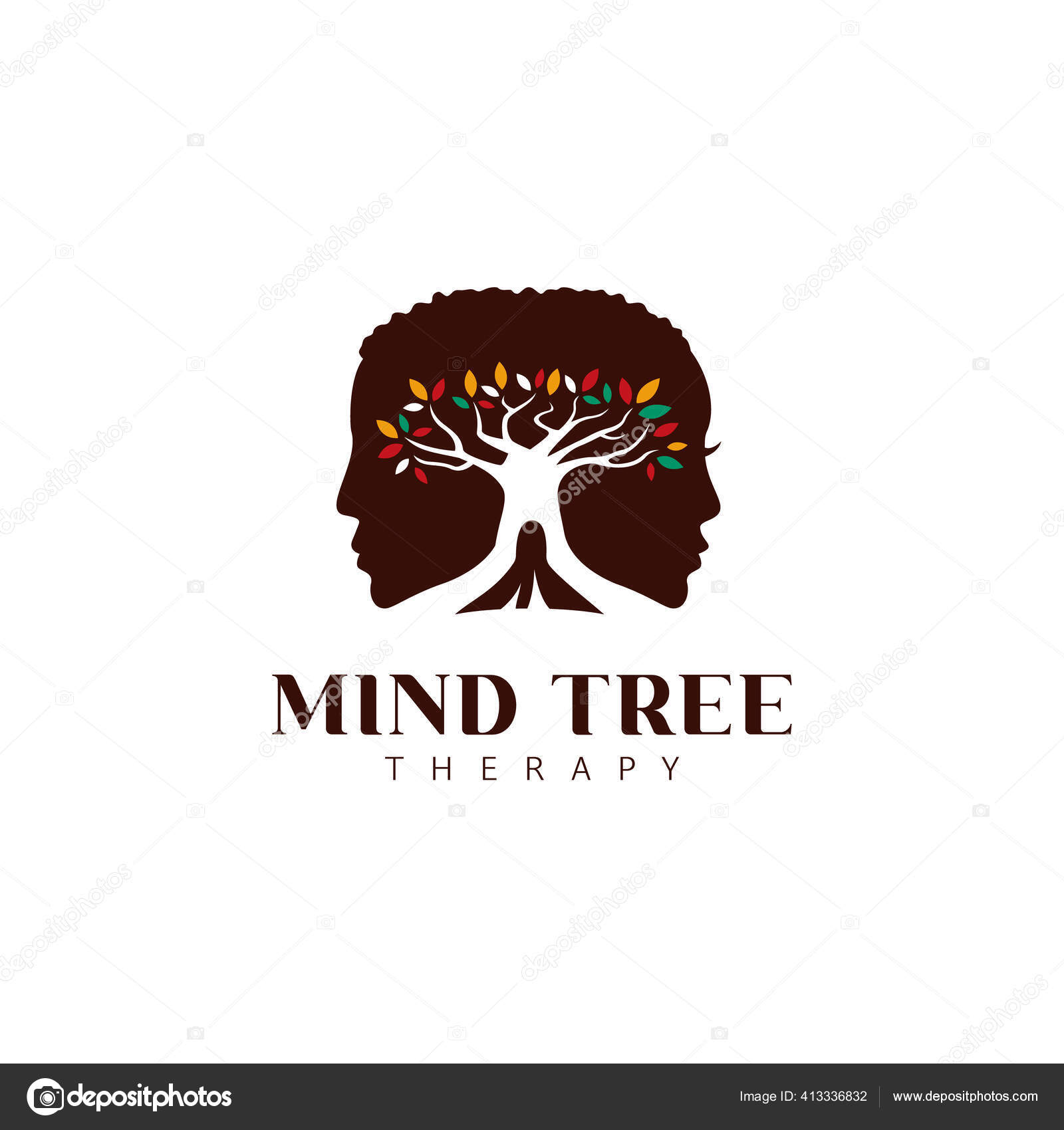 Mind Tree Therapy Psychologist Logo Icon Male Female Silhouette Big ...