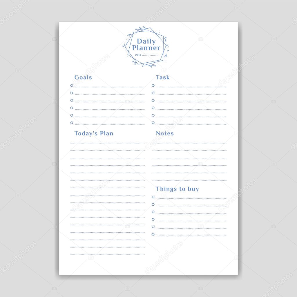 Planificador de horarios diario A3 Tamaño con metas, tarea, plan de hoy ...