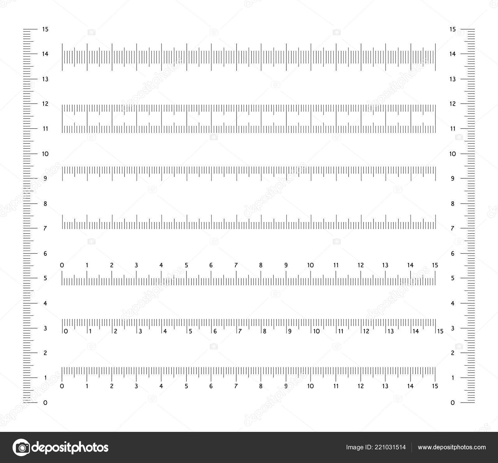 Set measuring scales for school ruler. Different variations of metric ...