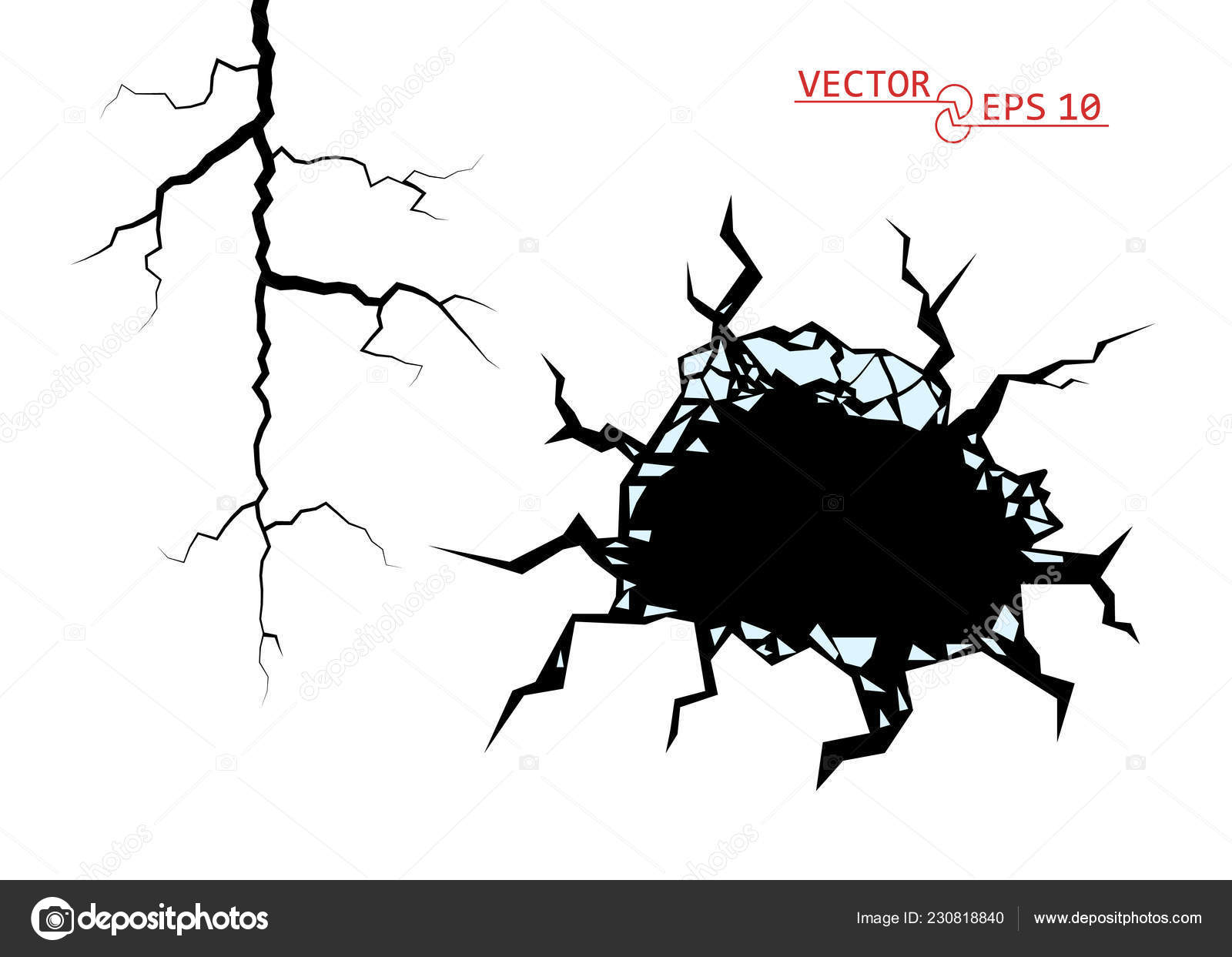 Cracks. The Destruction, The Abyss. Vector decorative element on ...