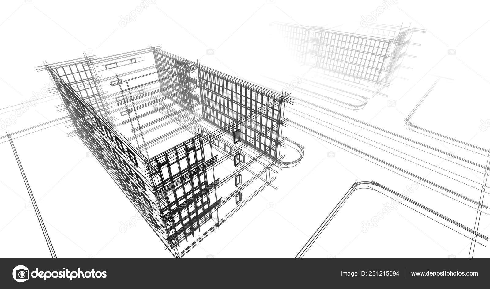 House Building Architectural Drawing Illustration — Stock Photo ...