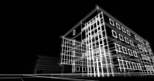 House building architectural drawing 3d illustration - Stock Image ...