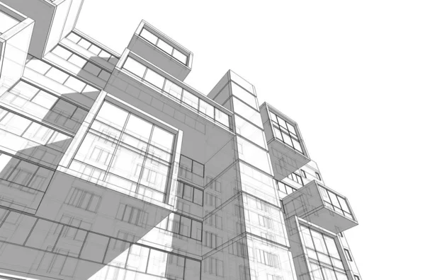 House building architectural drawing 3d illustration - Stock Image ...