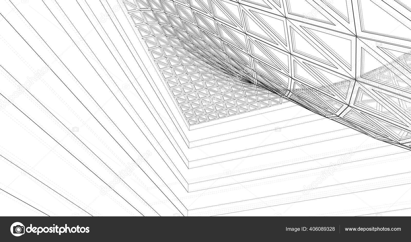 Abstract Drawing Lines Architectural Art Concept Minimal Geometrical ...