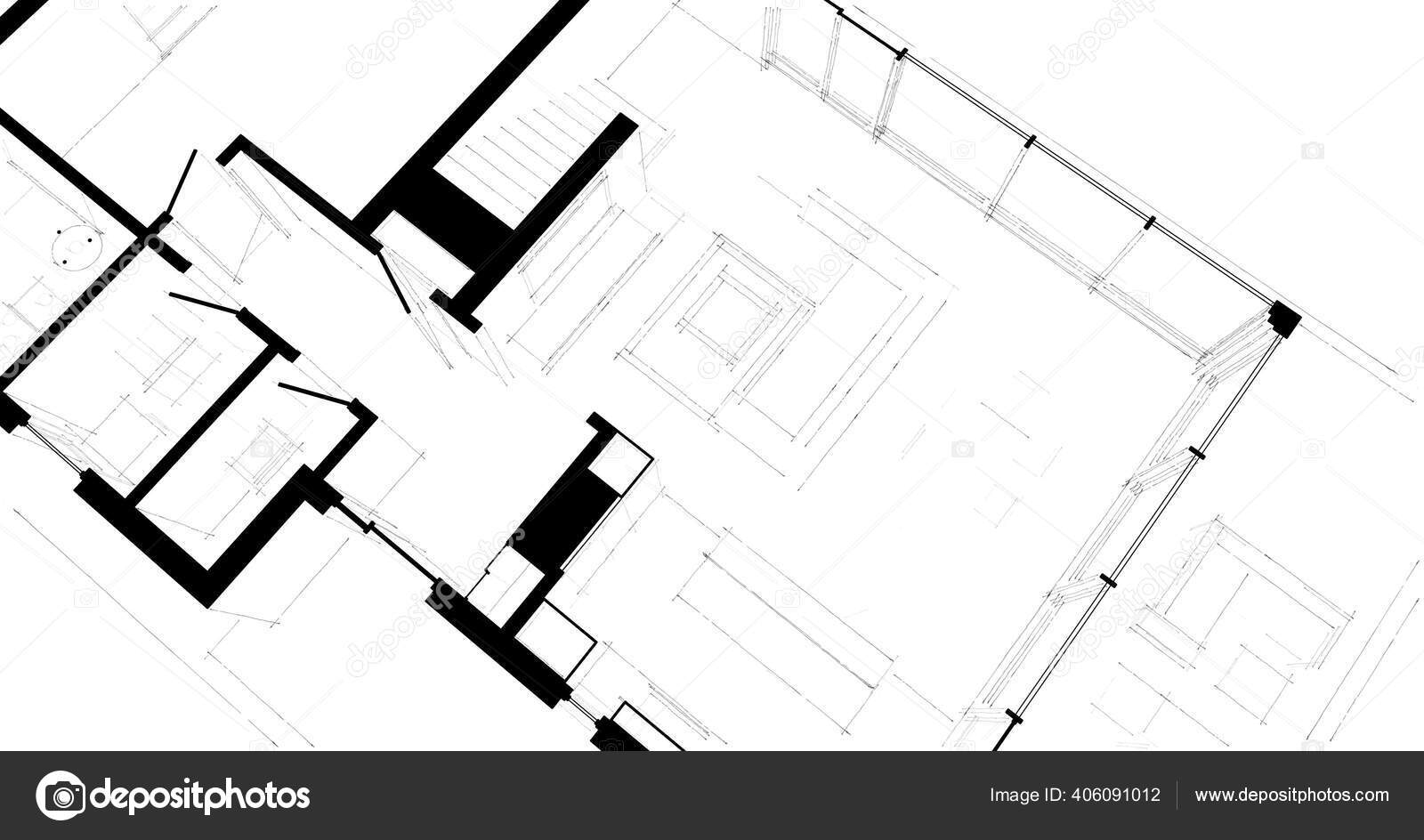 Architecture Illustration Design Building Construction Plan — Stock ...