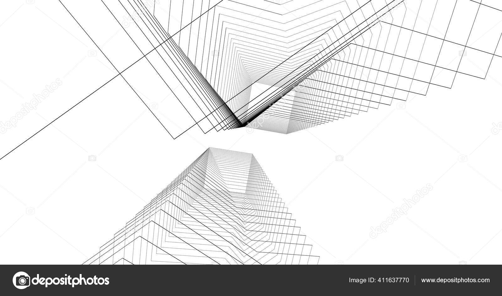 Abstract Drawing Lines Architectural Art Concept Minimal Geometrical ...