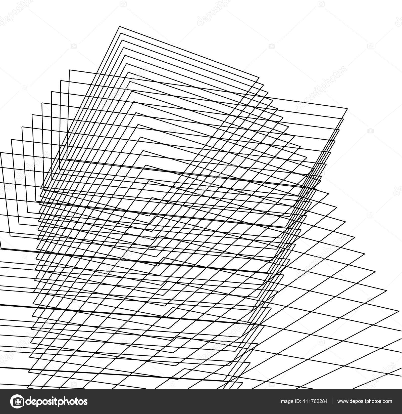 Minimal Sketch Art Geometrical Architectural Buildings Design Stock ...