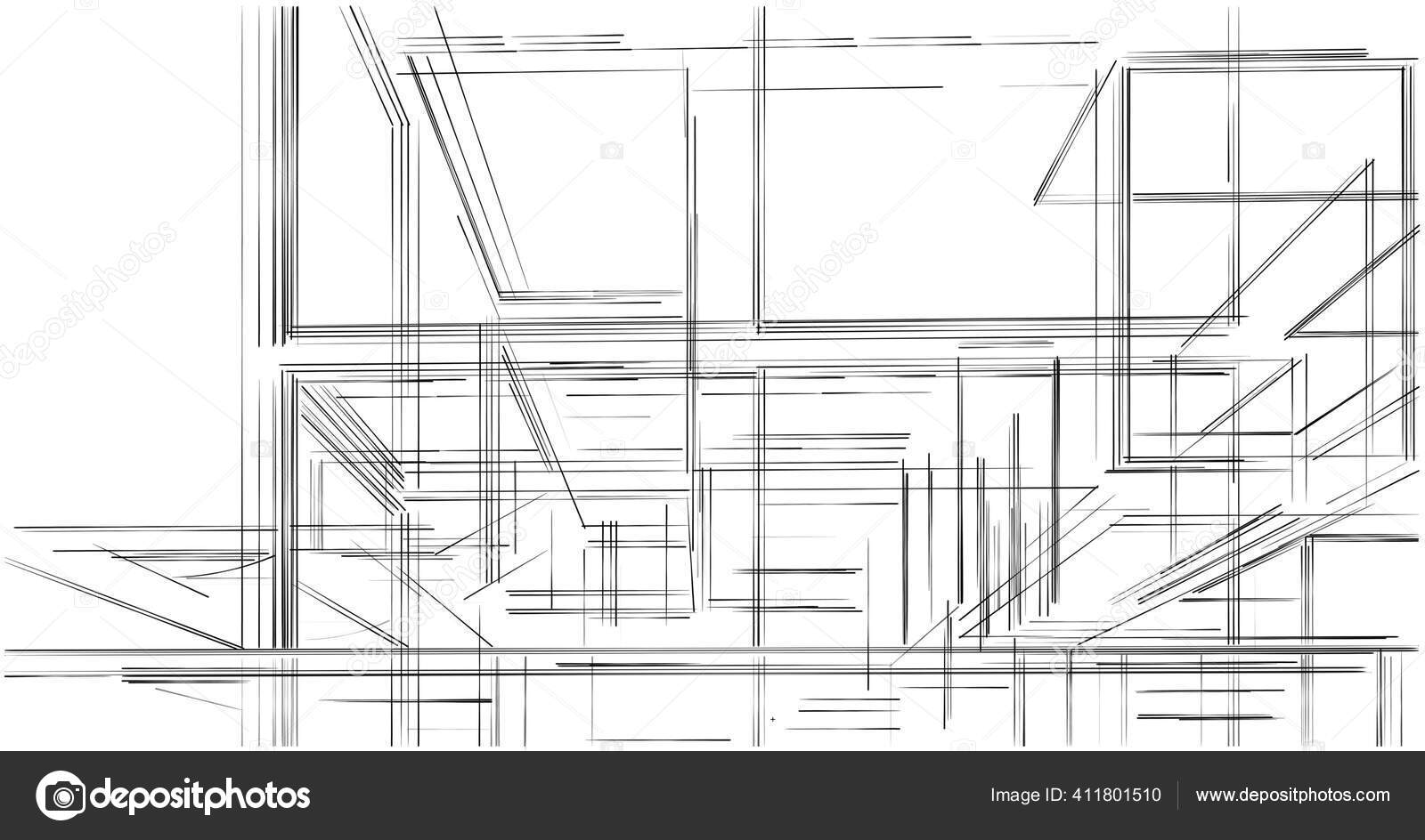 Abstract Drawing Lines Architectural Art Concept Minimal Geometrical ...