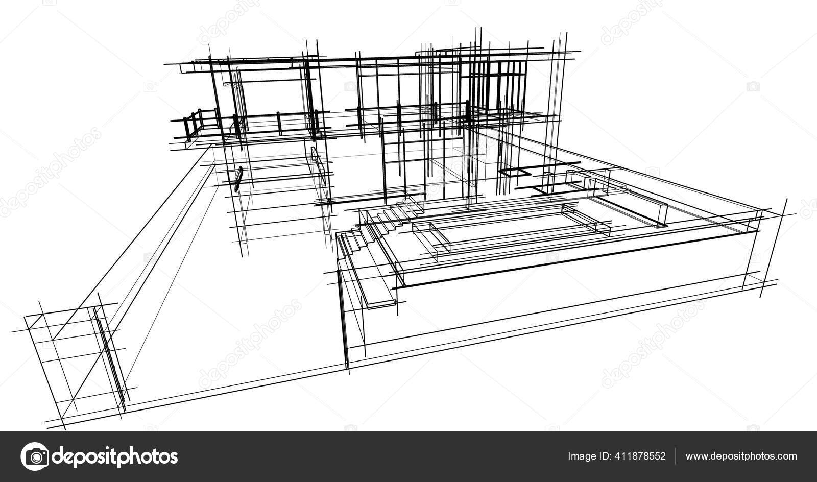 Minimal Geometrical Architectural Buildings Design Stock Illustration ...