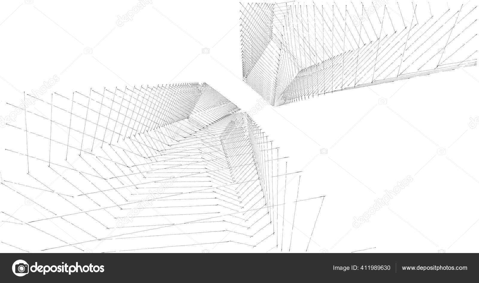 Abstract Drawing Lines Architectural Art Concept Minimal Geometrical ...