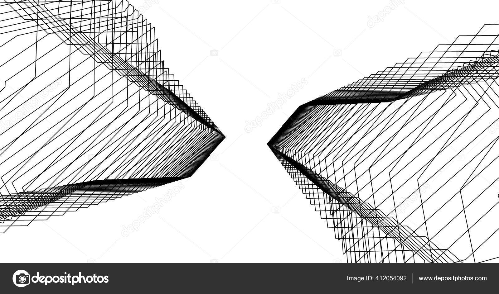 Líneas Abstractas Dibujo Concepto Arte Arquitectónico Formas ...