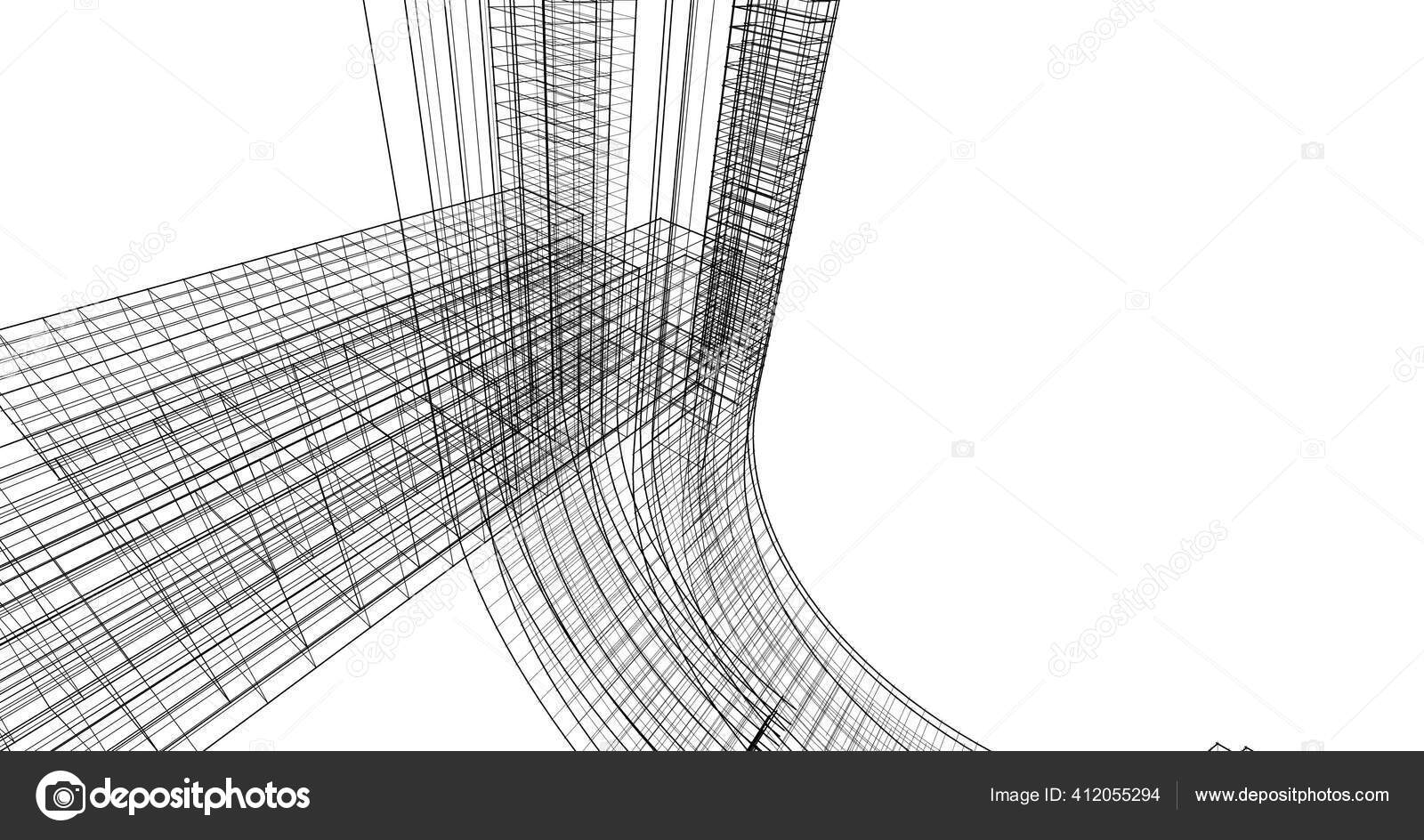 Abstract Drawing Lines Architectural Art Concept Minimal Geometrical ...