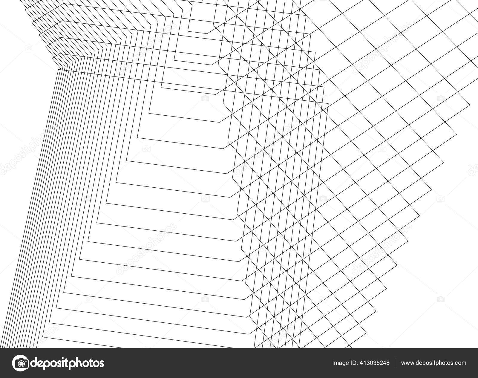 Abstract Drawing Lines Architectural Art Concept Minimal Geometrical ...