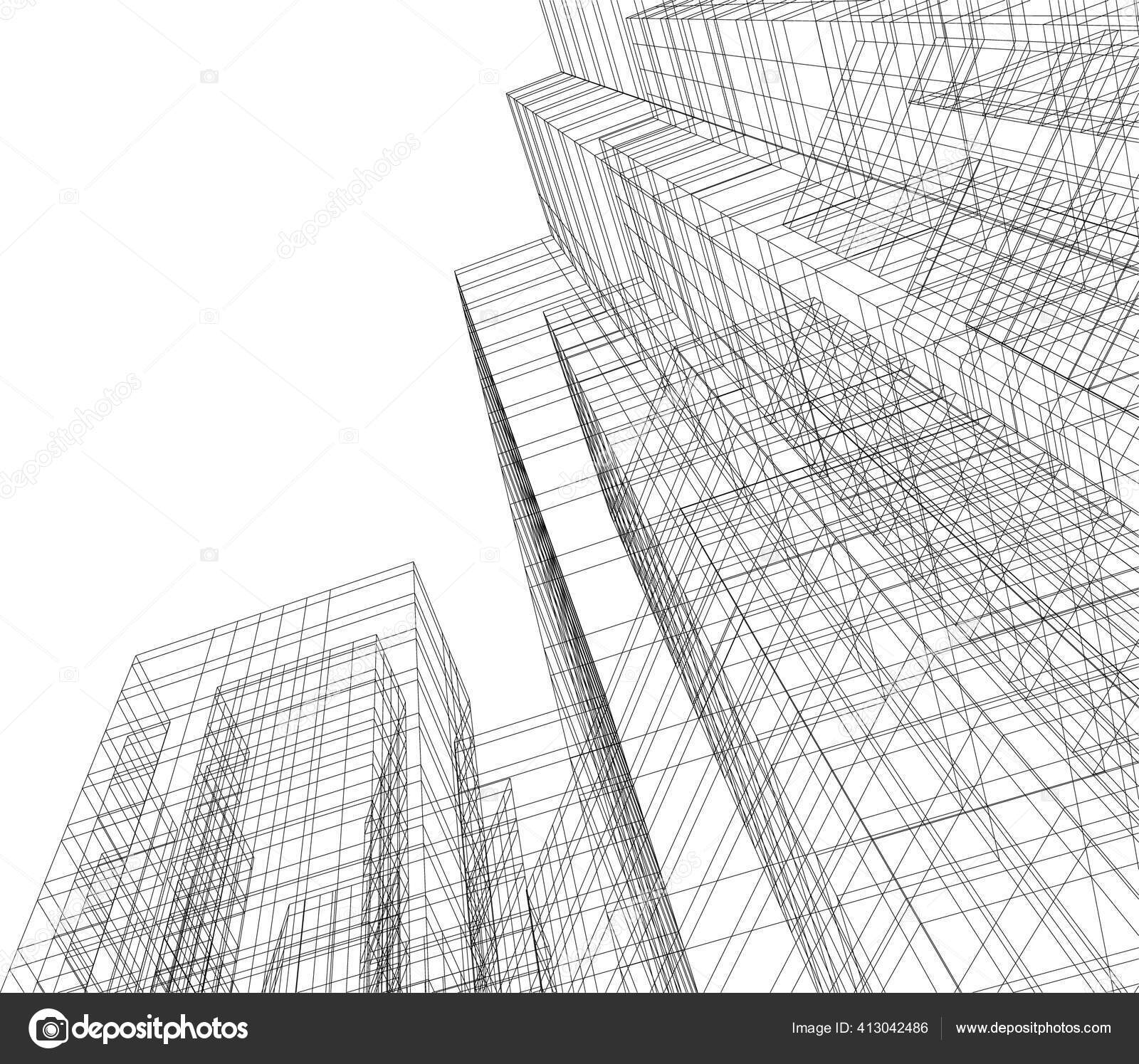 Abstract Drawing Lines Architectural Art Concept Minimal Geometrical ...