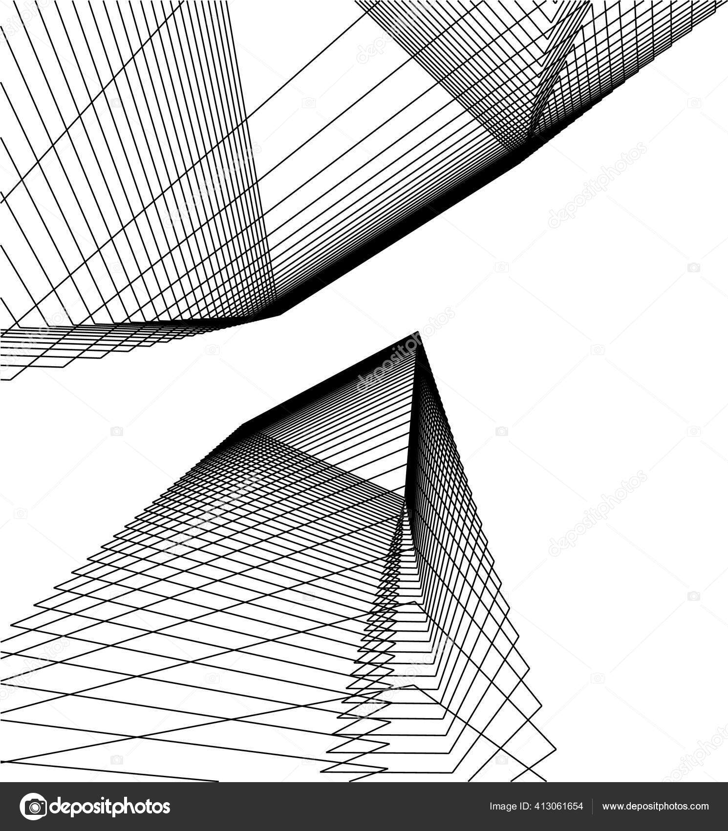 Abstract Drawing Lines Architectural Art Concept Minimal Geometrical ...