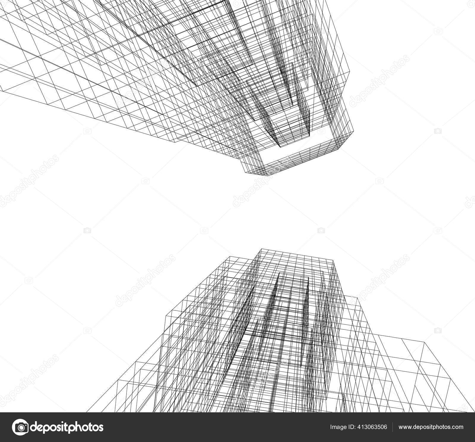 Abstract Drawing Lines Architectural Art Concept Minimal Geometrical ...