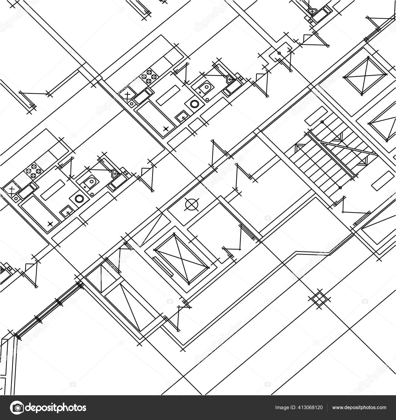 Abstract Drawing Lines Architectural Art Concept Minimal Geometrical ...