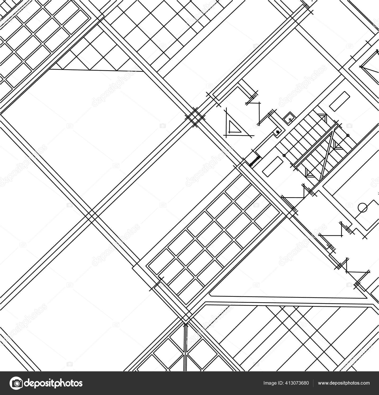 Abstract Drawing Lines Architectural Art Concept Minimal Geometrical ...