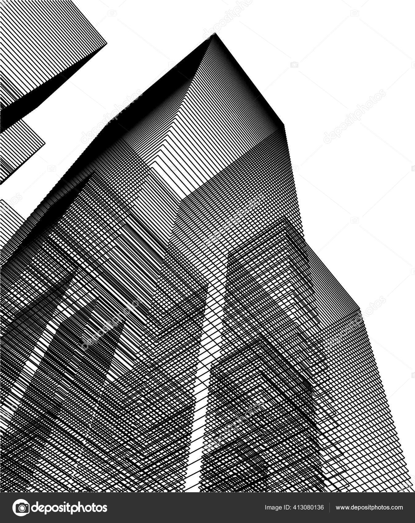 Abstract Drawing Lines Architectural Art Concept Minimal Geometrical ...