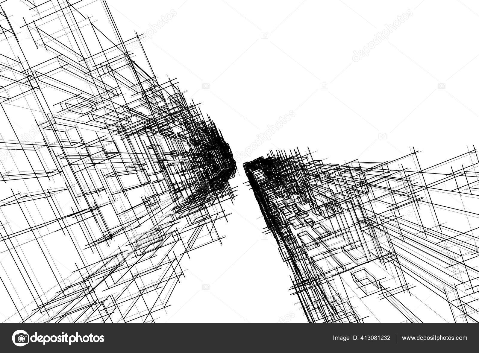 Abstract Drawing Lines Architectural Art Concept Minimal Geometrical ...
