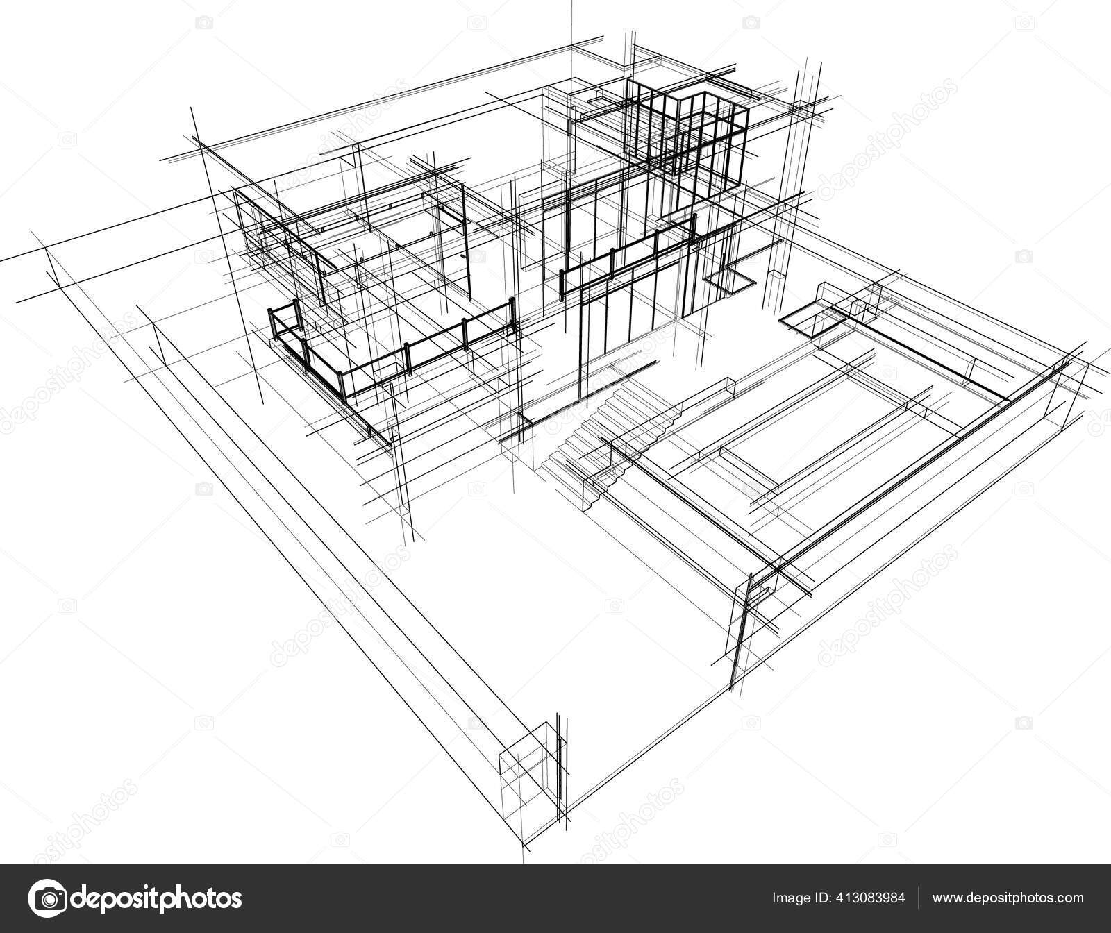 Abstract Drawing Lines Architectural Art Concept Minimal Geometrical ...