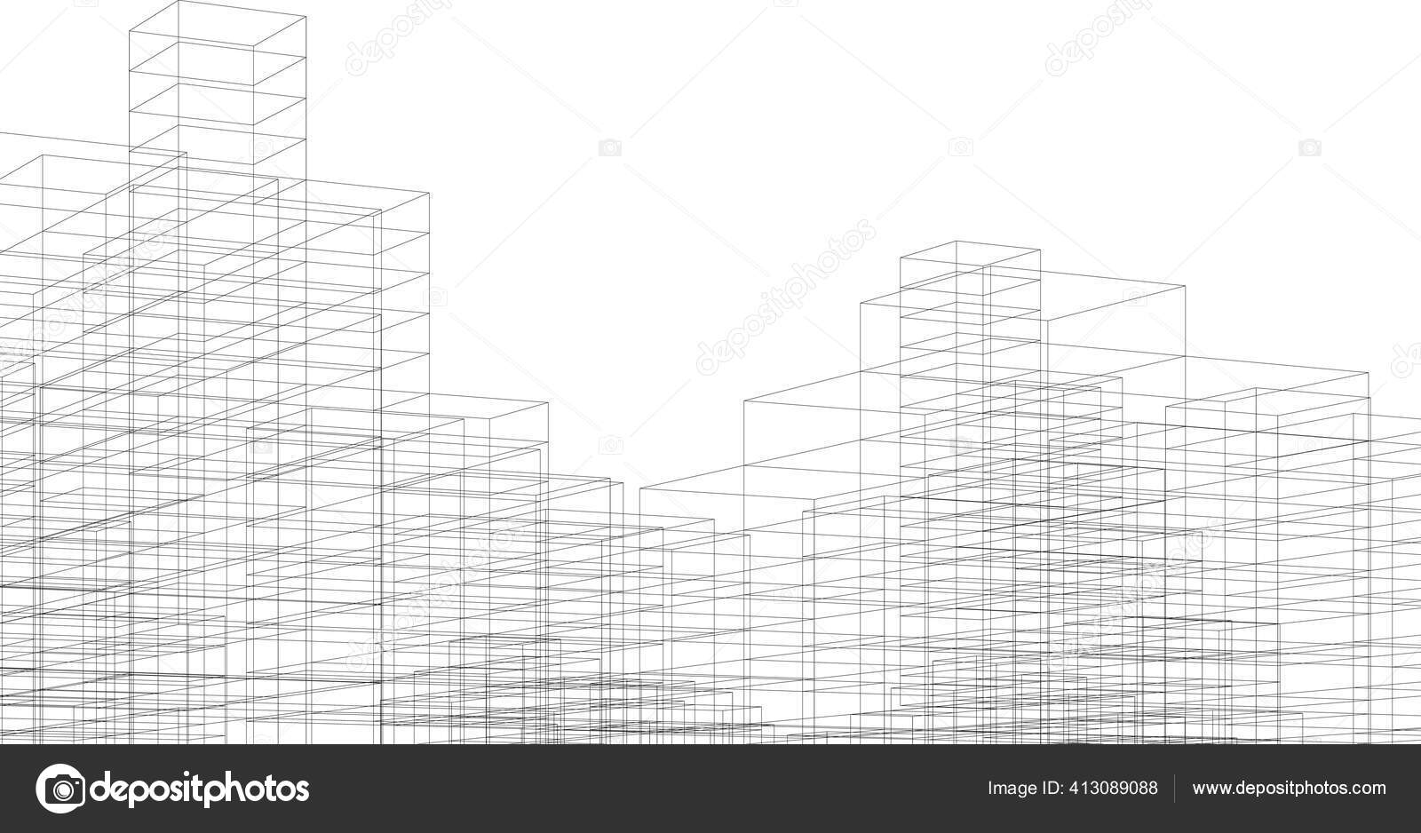 Abstract Drawing Lines Architectural Art Concept Minimal Geometrical ...
