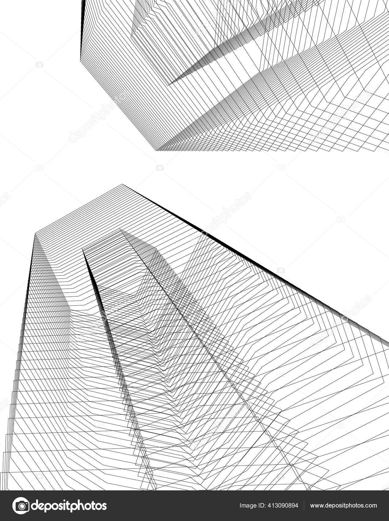 Abstract Drawing Lines Architectural Art Concept Minimal Geometrical ...