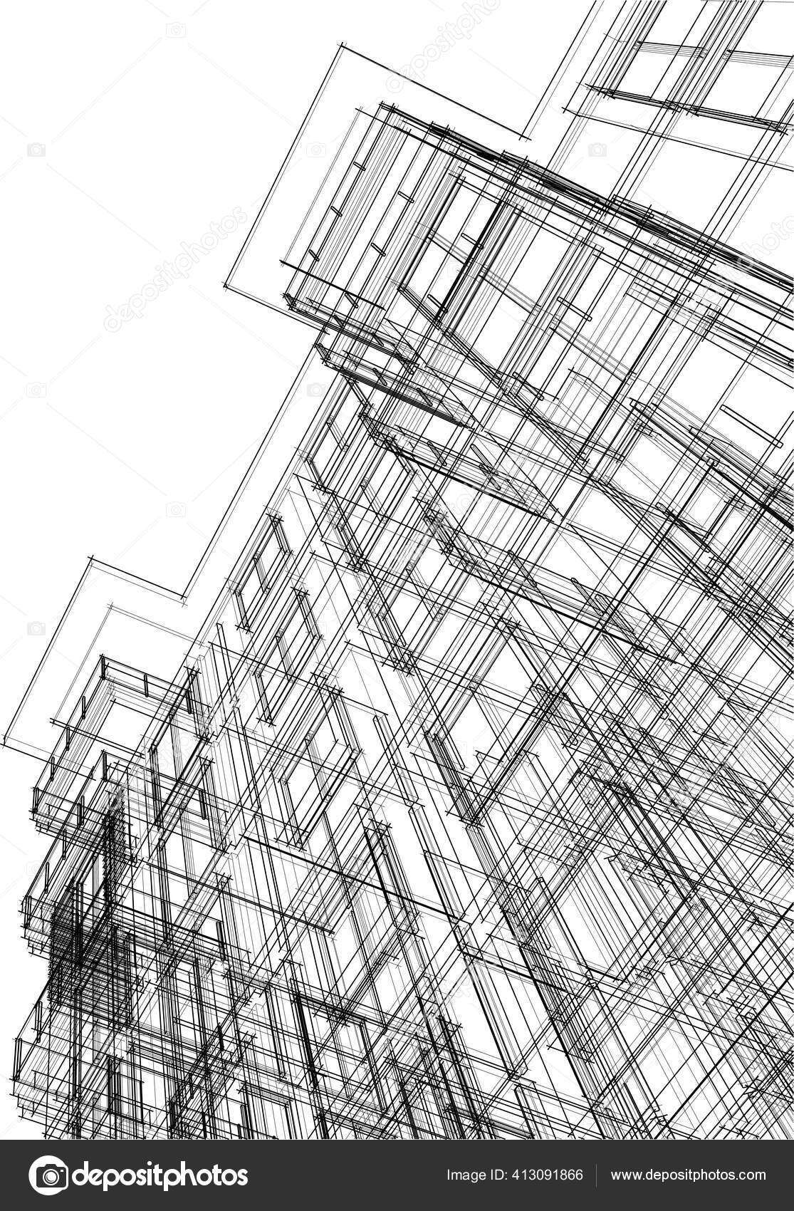 Abstract Drawing Lines Architectural Art Concept Minimal Geometrical ...