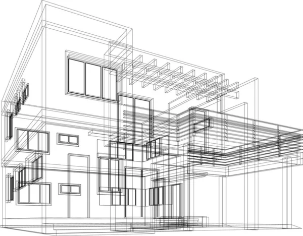 Ház Épület Építészeti Rajz Vektor Illusztráció Stock Vektor: ©YuriyA ...