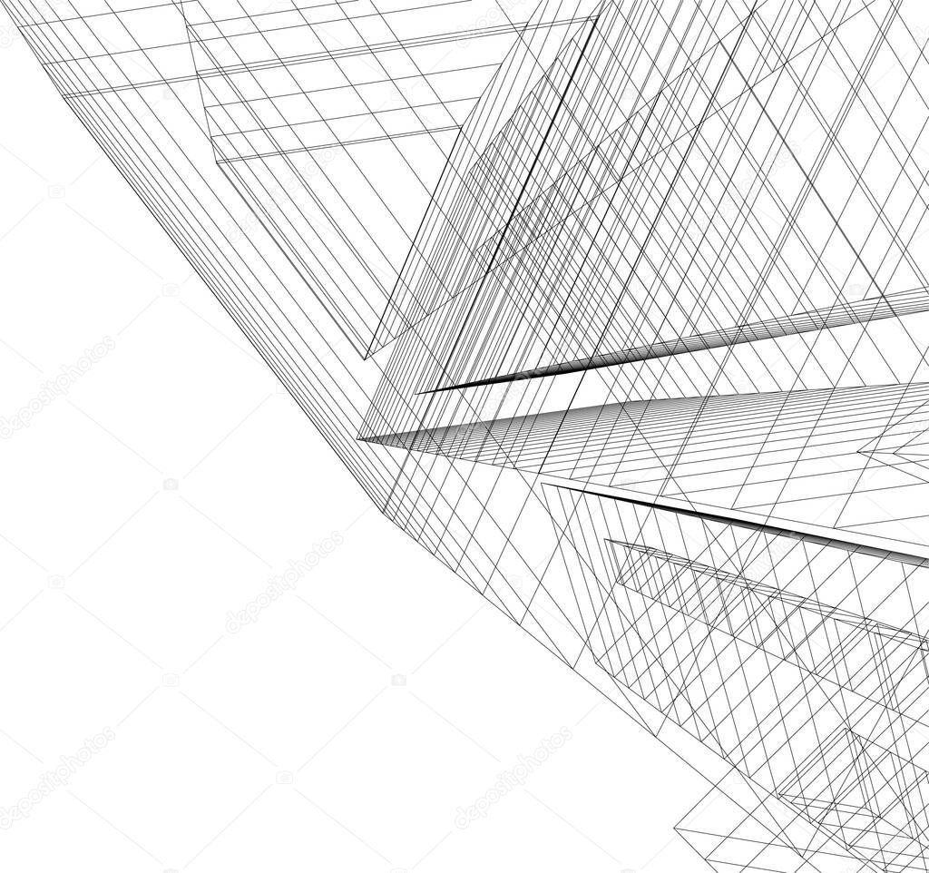 líneas abstractas de dibujo en concepto de arte arquitectónico, formas ...