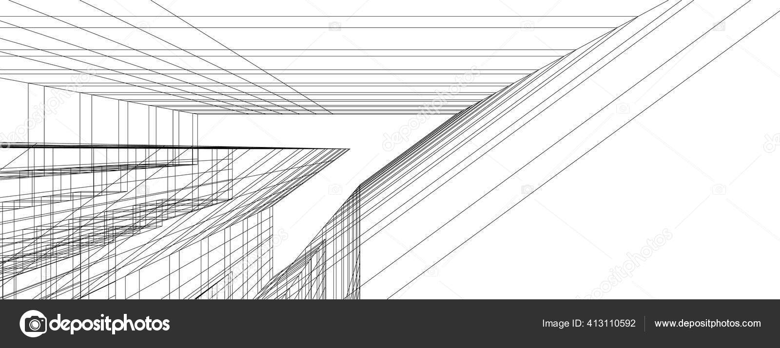 Abstract Drawing Lines Architectural Art Concept Minimal Geometrical ...
