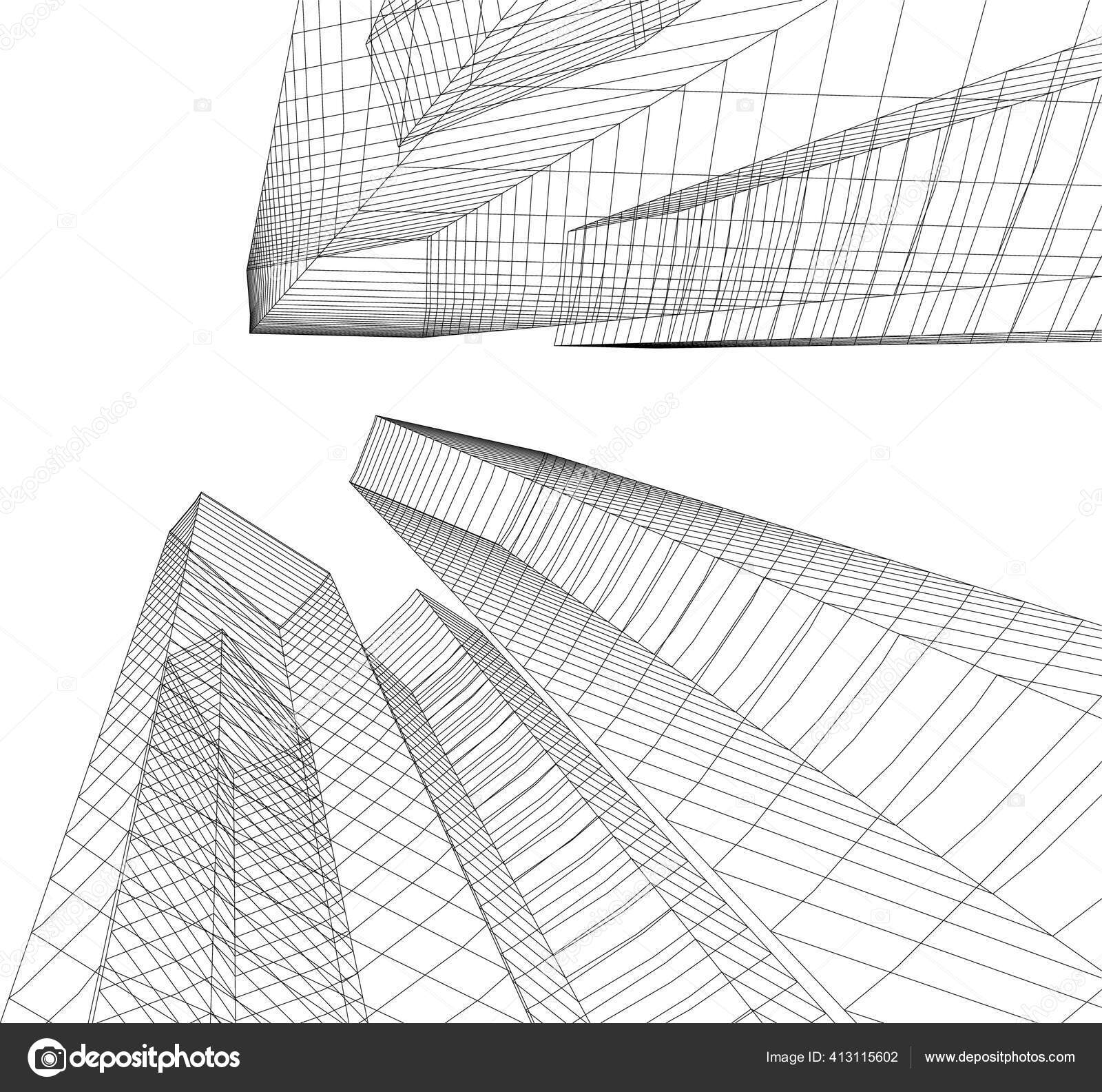 Líneas Abstractas Dibujo Concepto Arte Arquitectónico Formas ...