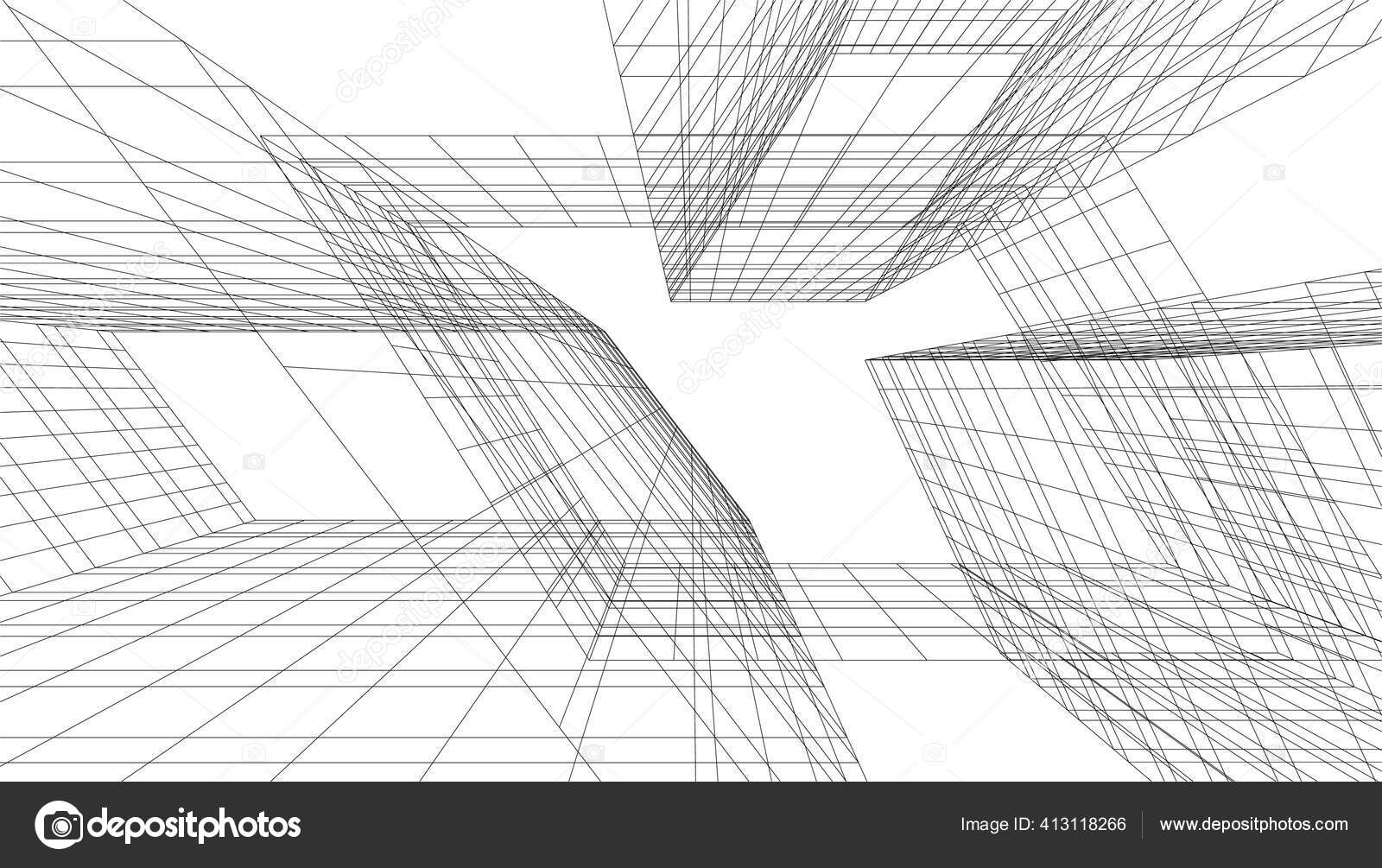Abstract Drawing Lines Architectural Art Concept Minimal Geometrical ...