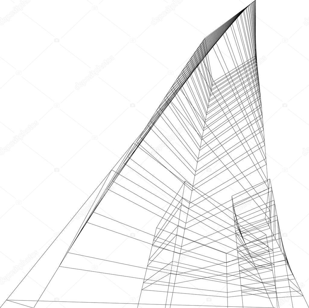 líneas abstractas de dibujo en concepto de arte arquitectónico, formas ...