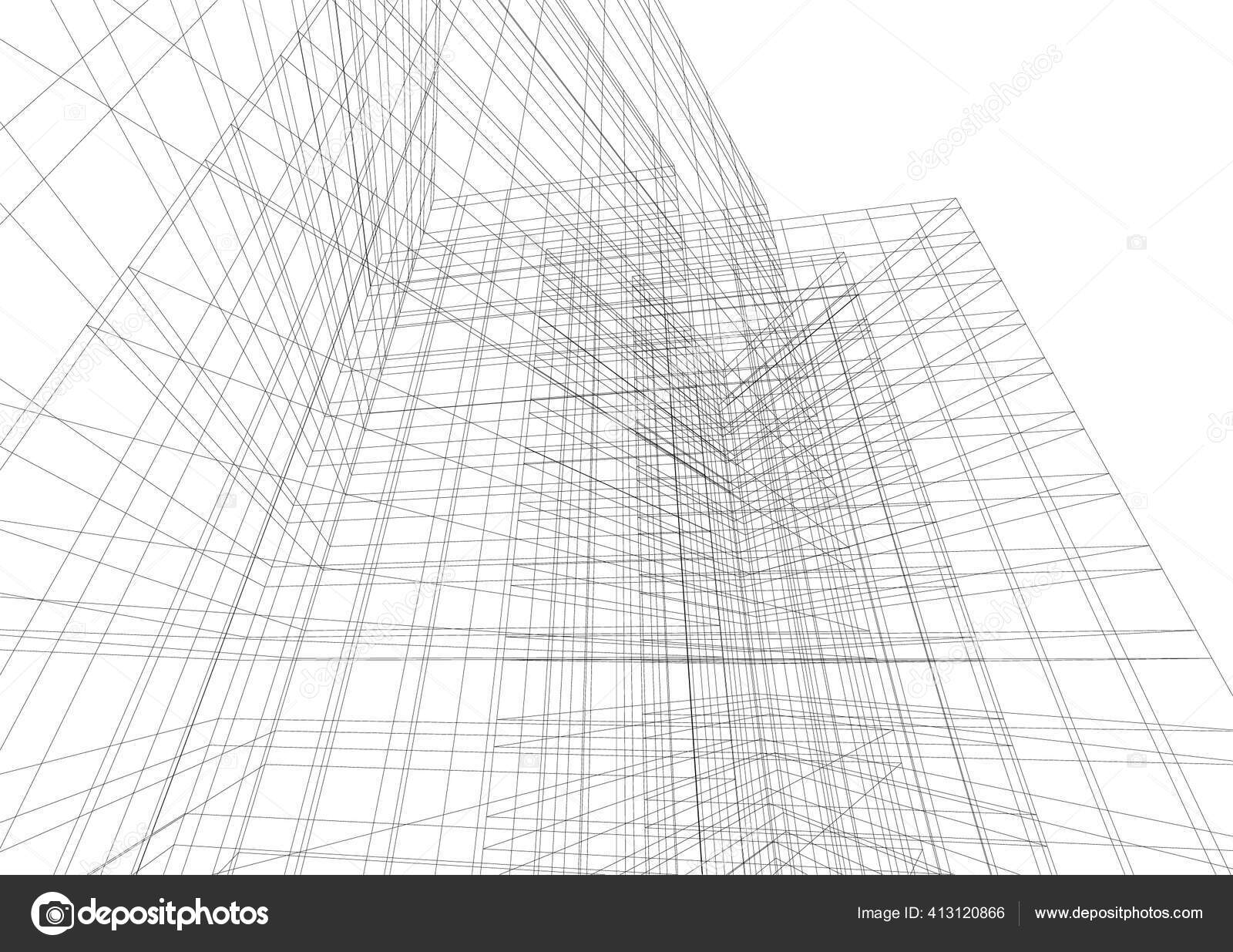 Abstract Drawing Lines Architectural Art Concept Minimal Geometrical ...