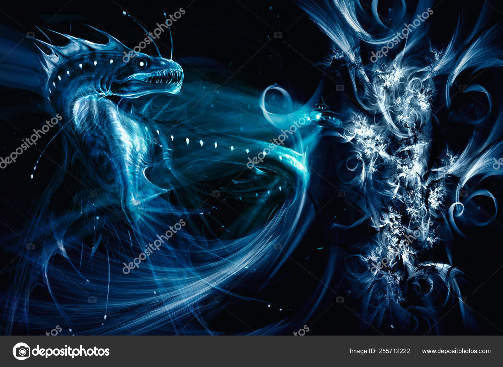 Artistic rendering abstract blue fractal light background Stock Photo ...