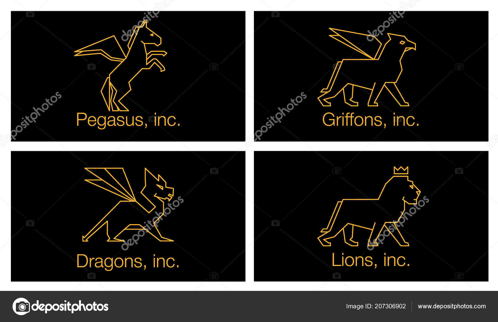 Mythology Logos Black Background Vector Illustration Stock Vector by ...
