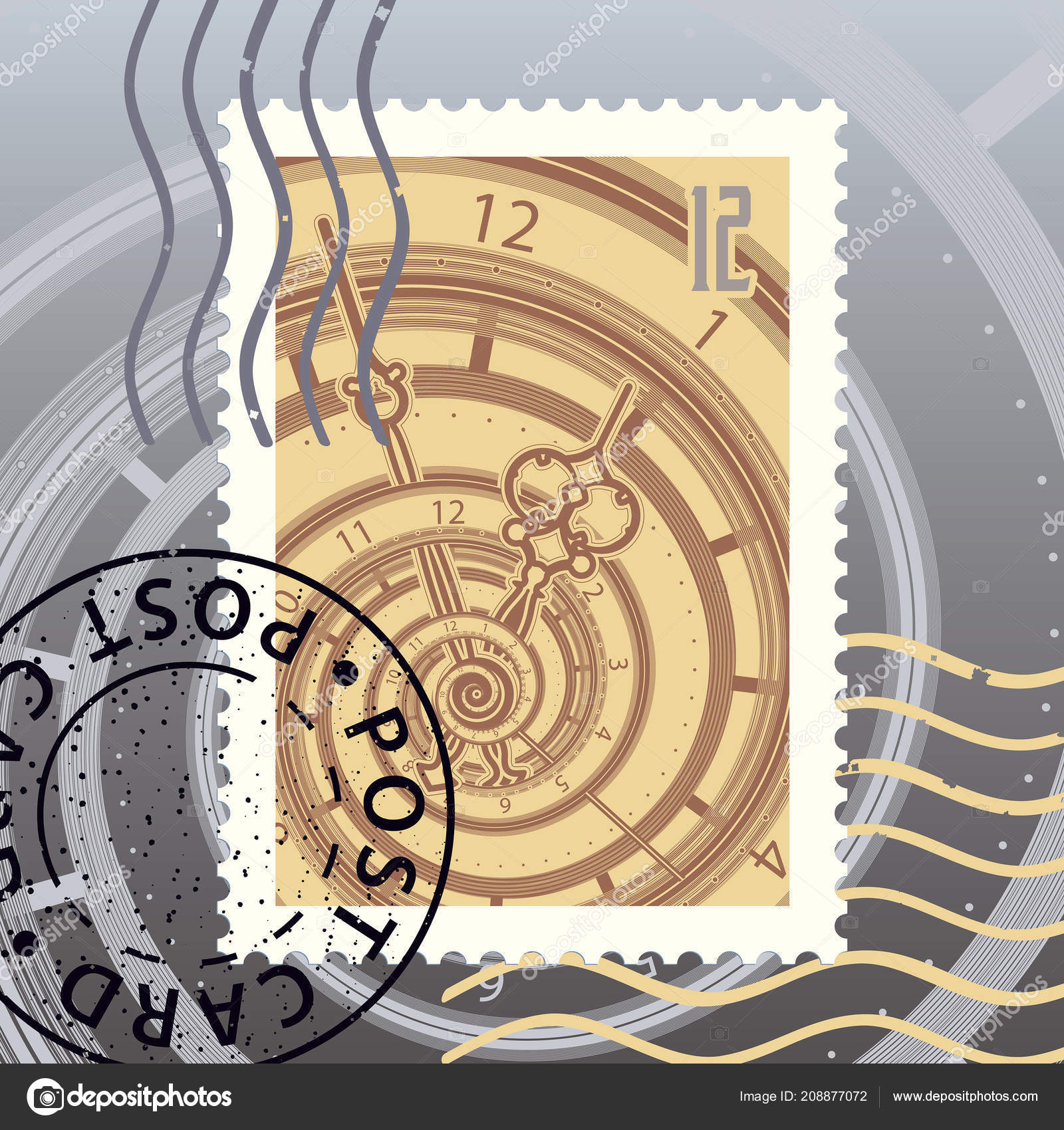 Postage Stamp Clock Vector Illustration Stock Vector Image by ©virivlev ...