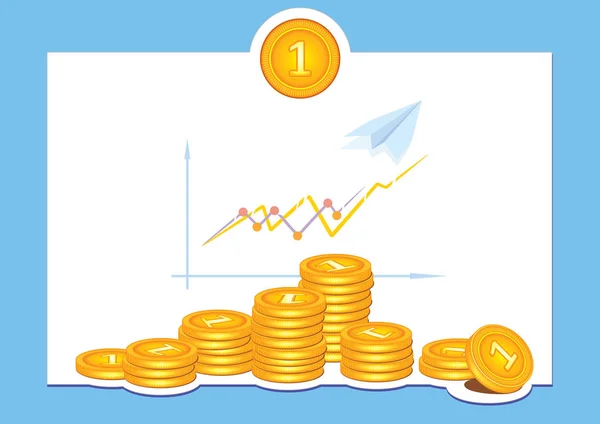 Presentation Template Stacks Pound Sterling Coins Graph Vector ...