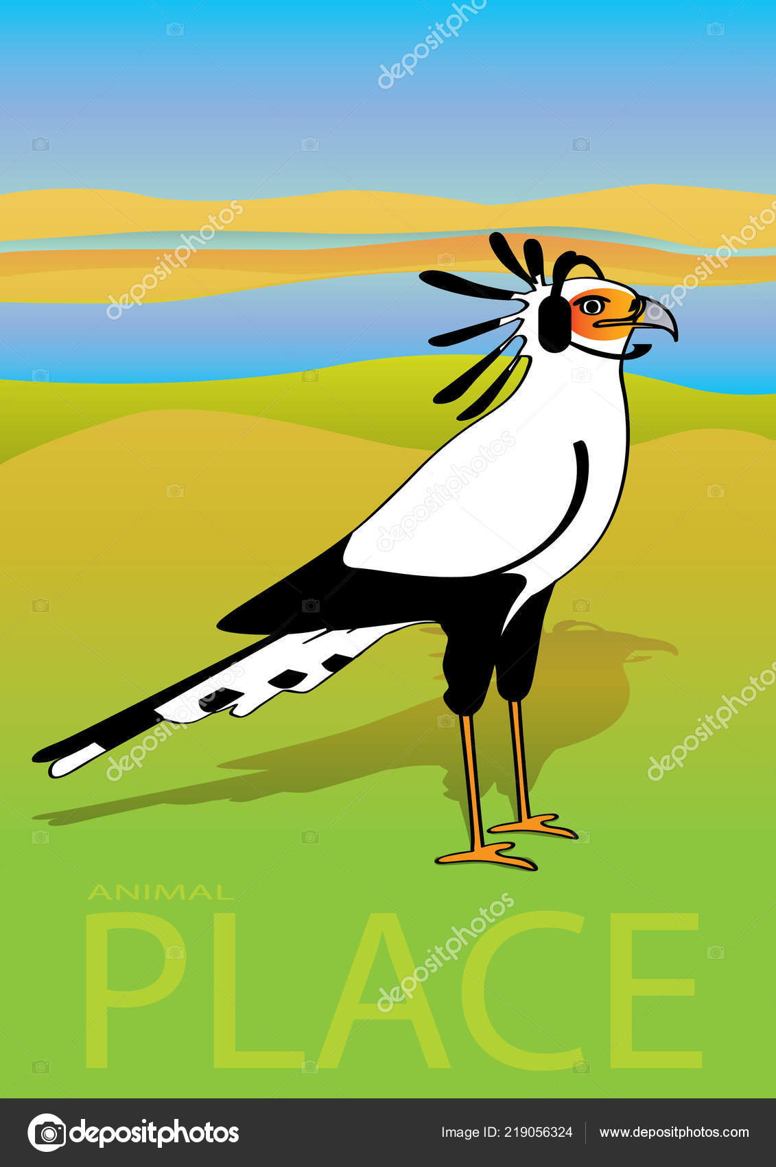 Secretary Bird Vector Illustration — Stock Vector © virivlev #219056324