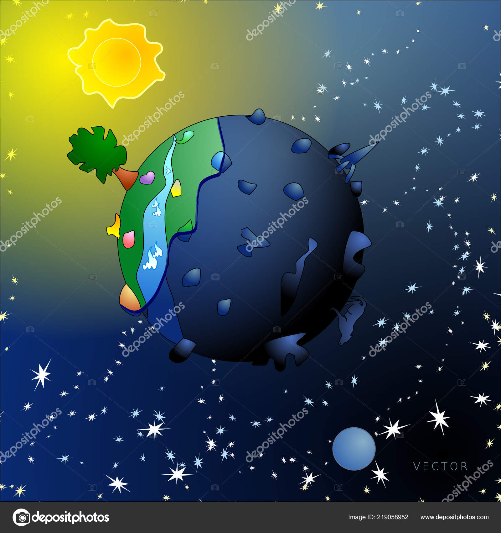 Маленькая Планета Векторная Иллюстрация Векторное изображение ©virivlev ...