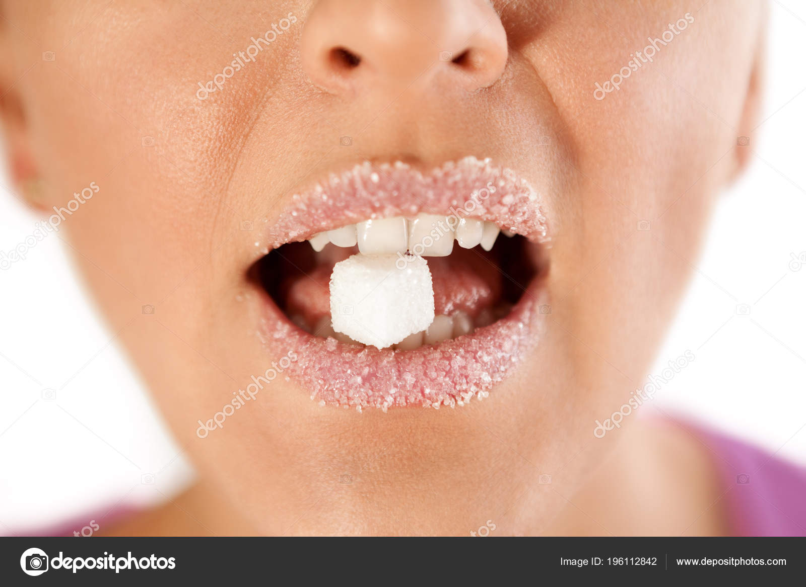 Female Lips Sugar Biting Sugar Cube Teeth Stock Photo by ©cherriesjd ...