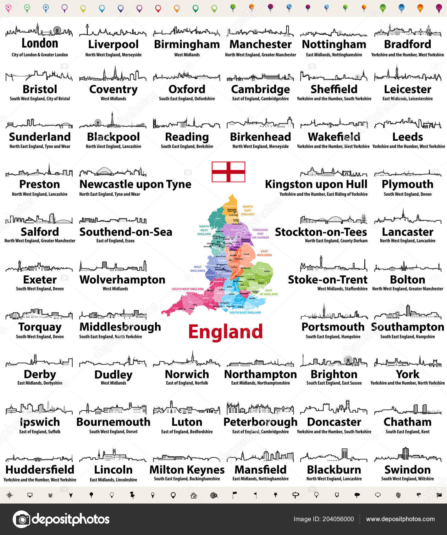 England Map Cities