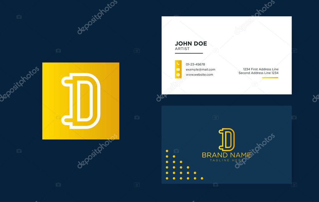 Logotipo de letra D de lujo con una tarjeta de visita limpia. Dise o de identidad elegante ...