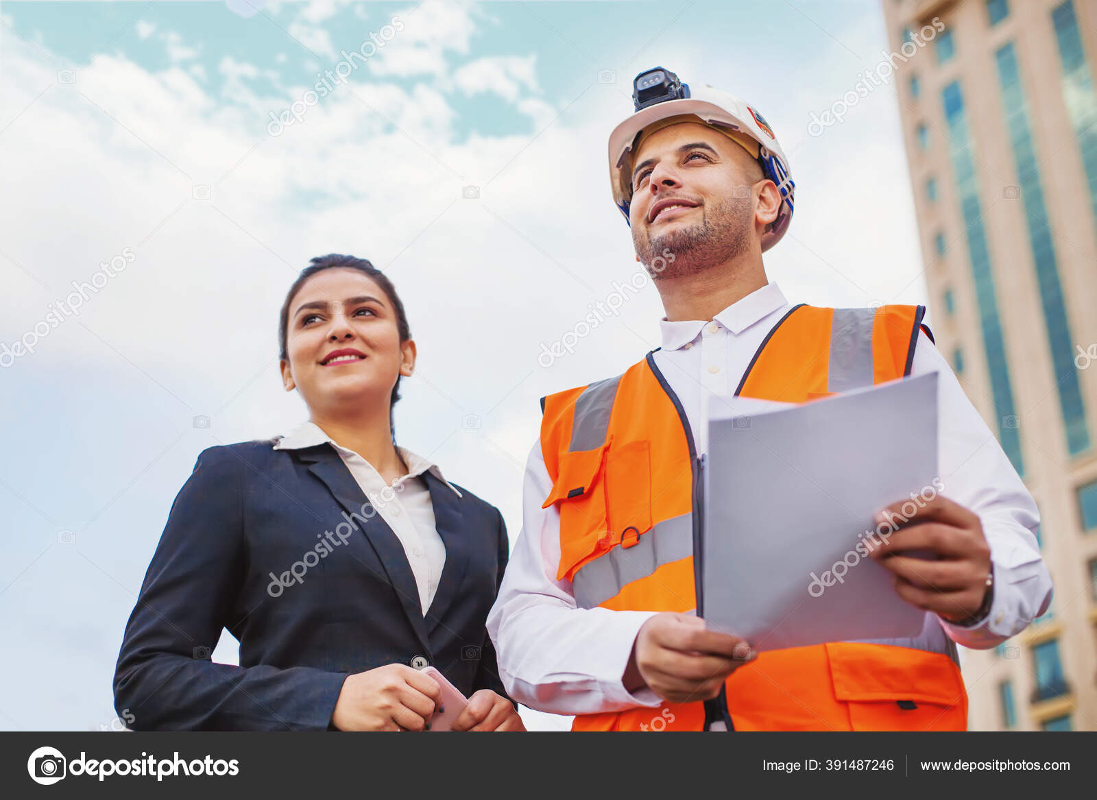 Indian Man Foreman Architect Uniform Holding Contract Standing Next ...