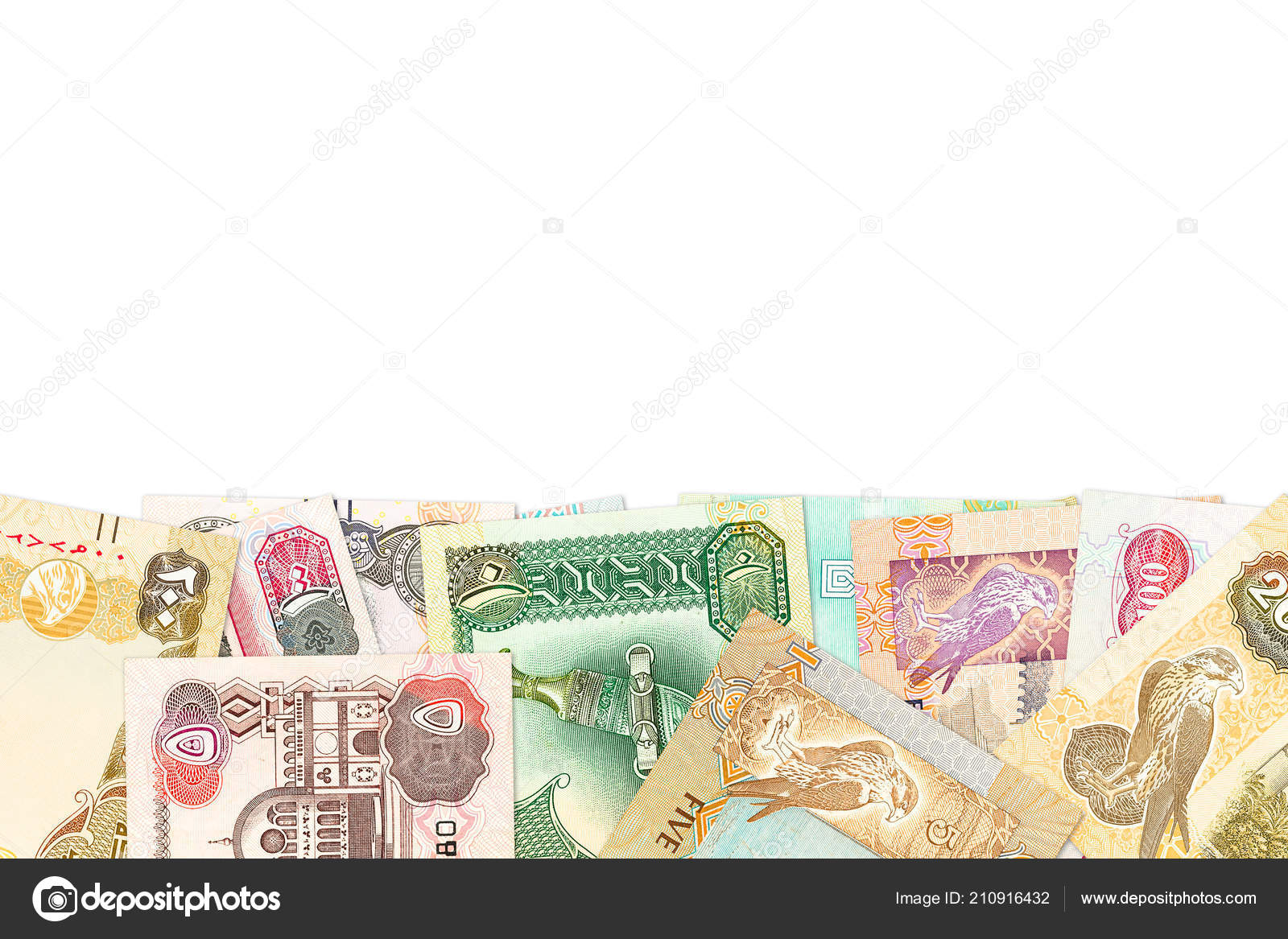 Some United Arab Emirates Dirham Bank Notes Isolated White Background ...