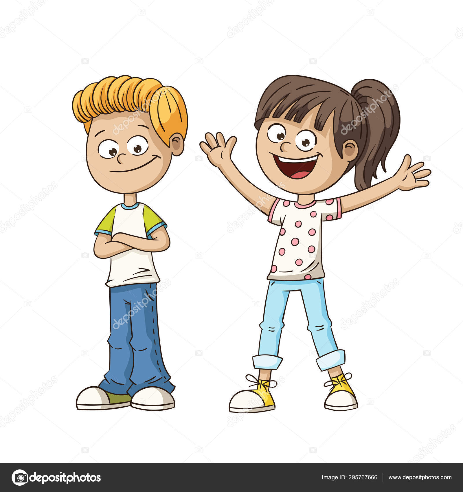 Two Smiling Kids Stock Vector by ©G.Wolf 295767666